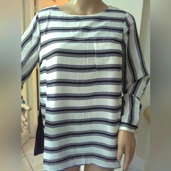 DOE& RAE | Tops | Bnwt Blouse Sheer Back Striped Front By Doe Rae ...